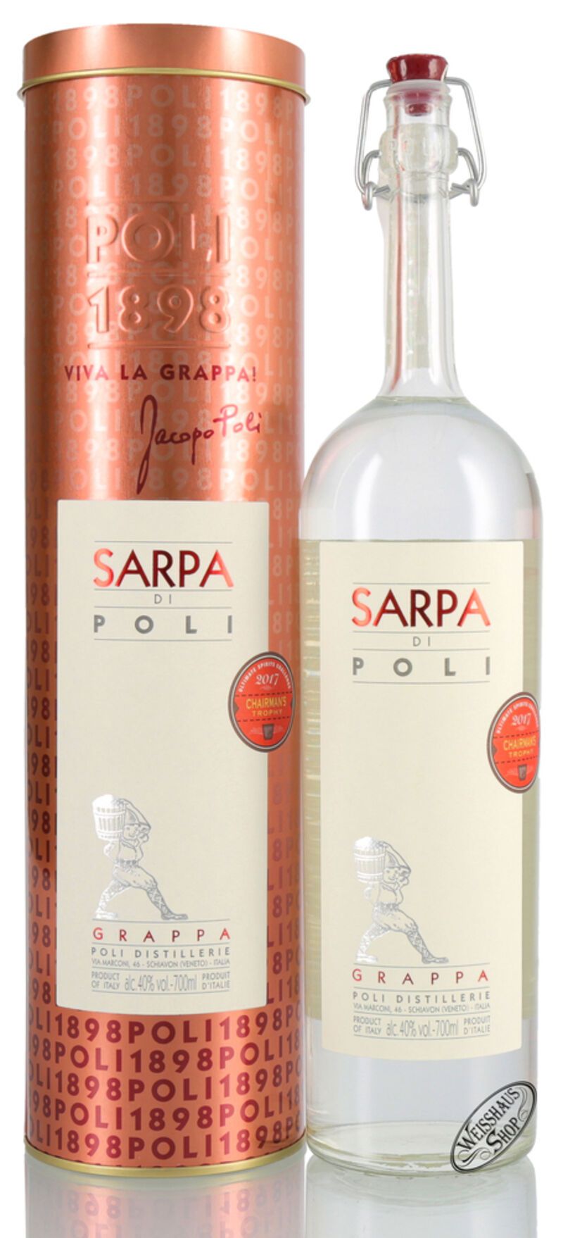 Poli Grappa Cleopatra Amarone Oro in Tubo 40% vol. 0,70l | Weisshaus Shop